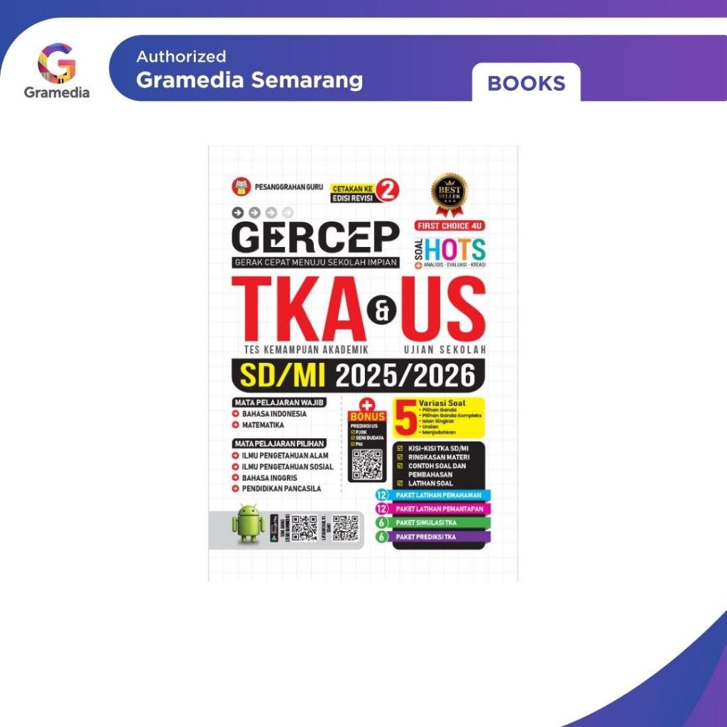 Jual Gramedia - Buku Gercep TKA & US untuk SD/MI 2025/2026 / Tes ...