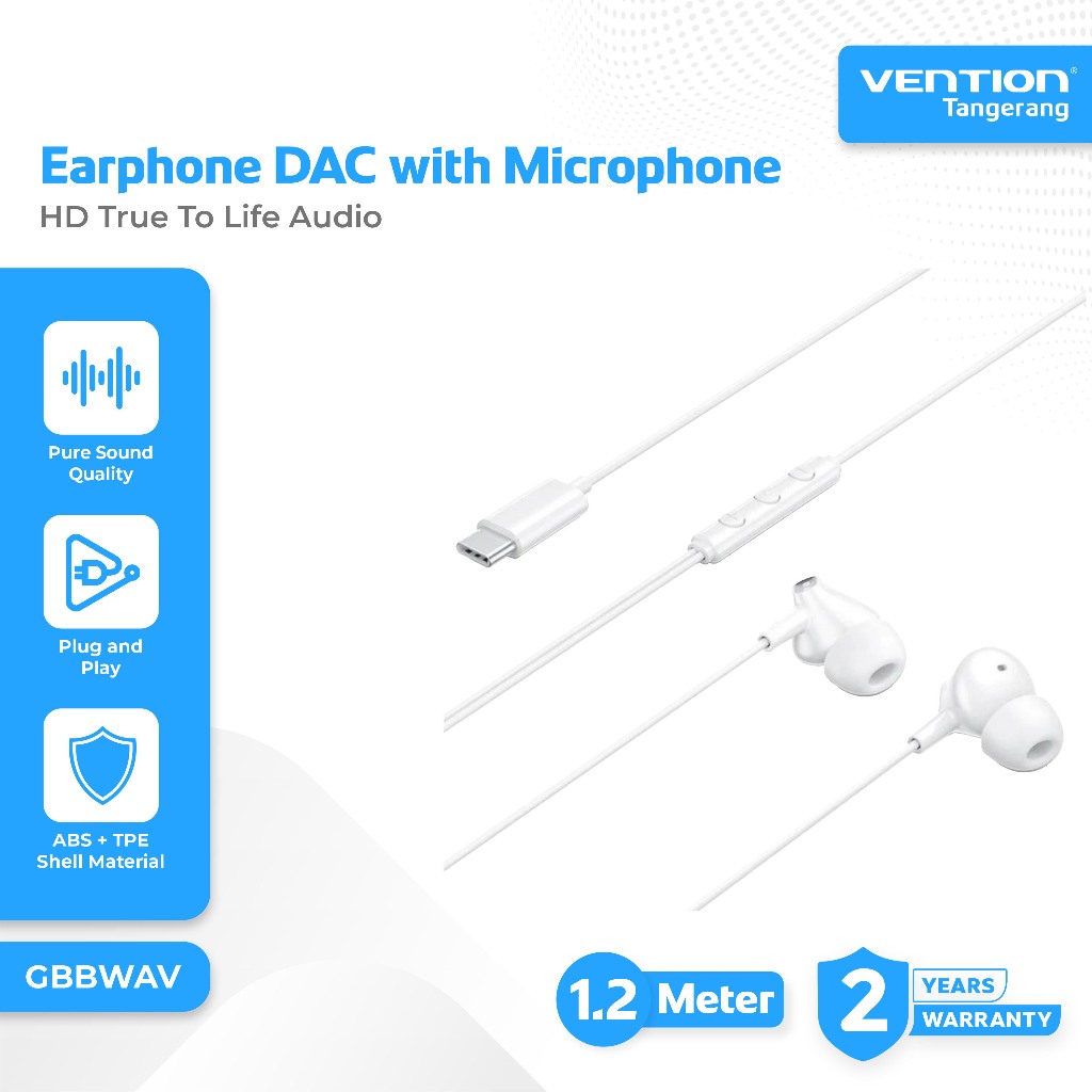 Jual Vention Earphone Headset Handsfree Echo Lite Type C with ...