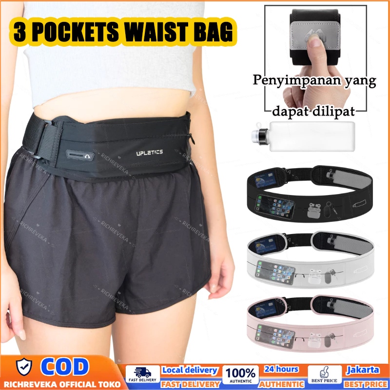Jual 3 Pocket Running Waist Bag | Running Belt | Tas Pinggang Lari ...