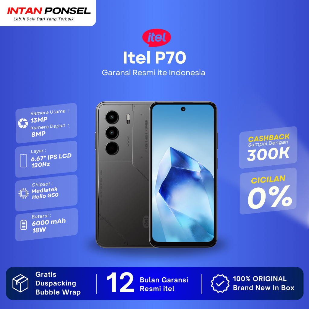 Jual itel P70 4+4/128GB | 6000mAh Big Battery | 6.67” inch 90Hz Display | Garansi Resmi | Shopee ...