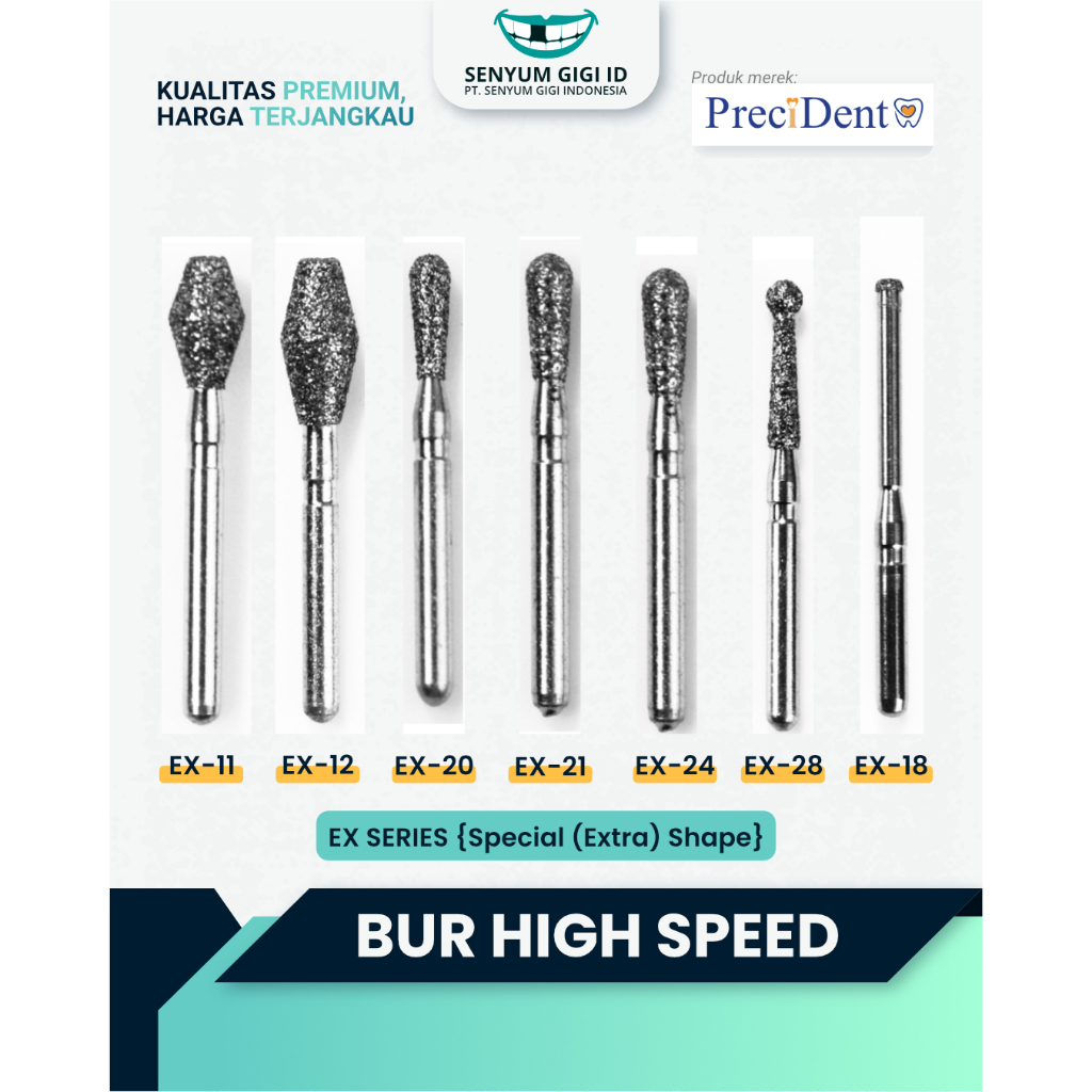 Jual EX Diamond bur FG high speed warna biru, netral, medium Special ...