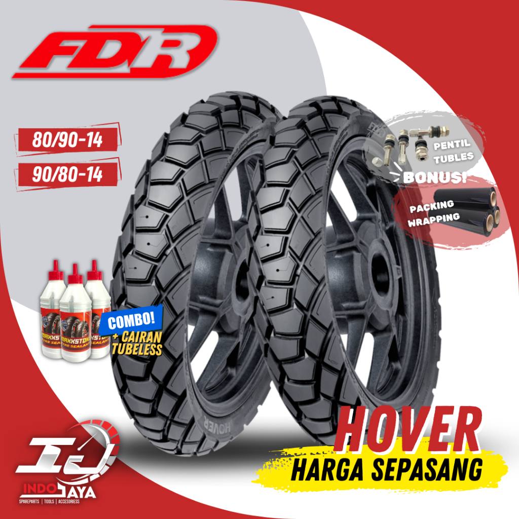 Jual [HARGA SEPASANG] BAN LUAR TUBELESS FDR HOVER RING 14 ( 80/90-14 ...