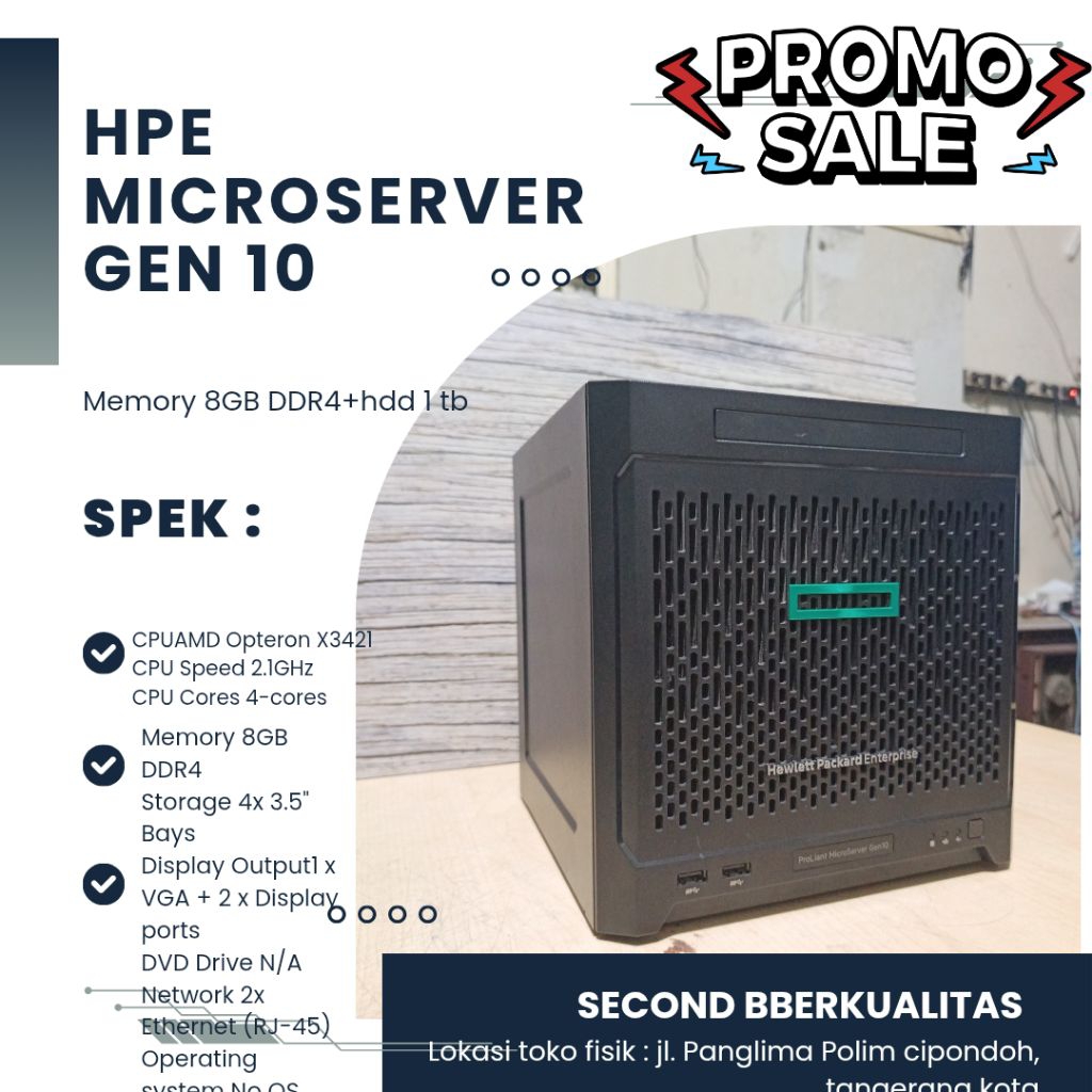 Jual MicroServer HPE GEN 10 AMD Opteron x3421 second like new | Shopee ...