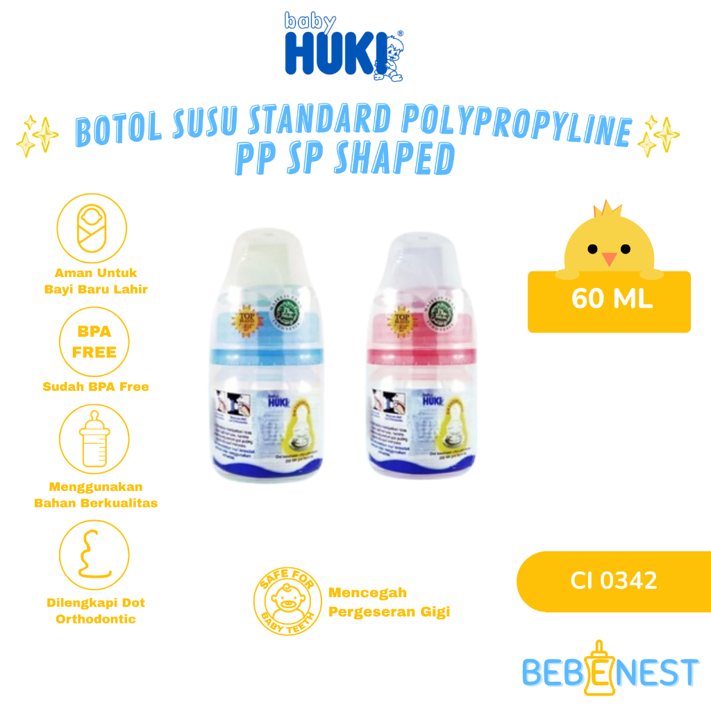 Jual Baby Huki Botol Susu Standard PP SP Shaped 60ml | Shopee Indonesia