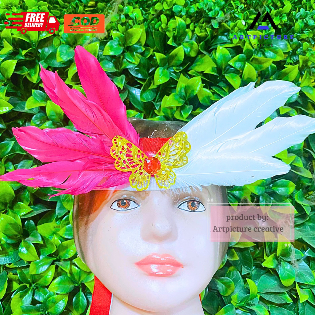 Jual Bandana bulu cantik merah putih/ bandana ikat kepala merah putih ...