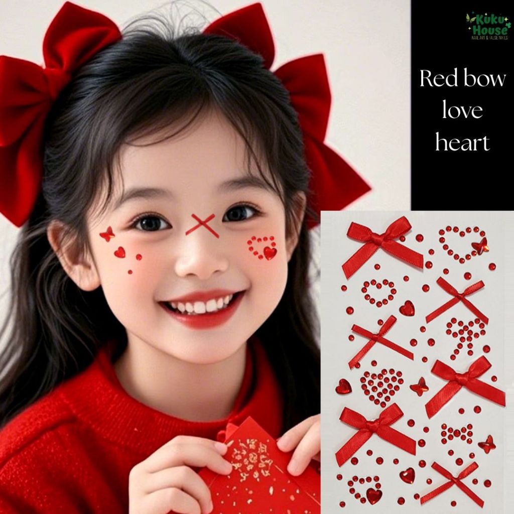 Jual Stiker Wajah Karnaval - New Year's Eve Red Bow Diamond Sticker ...