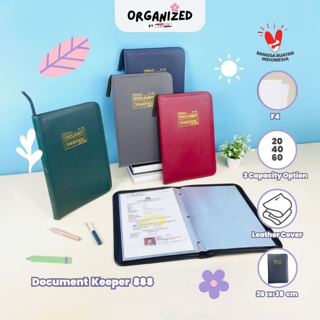 Jual Topla Map Dokumen Keeper kulit folder file organizer kertas berkas ...
