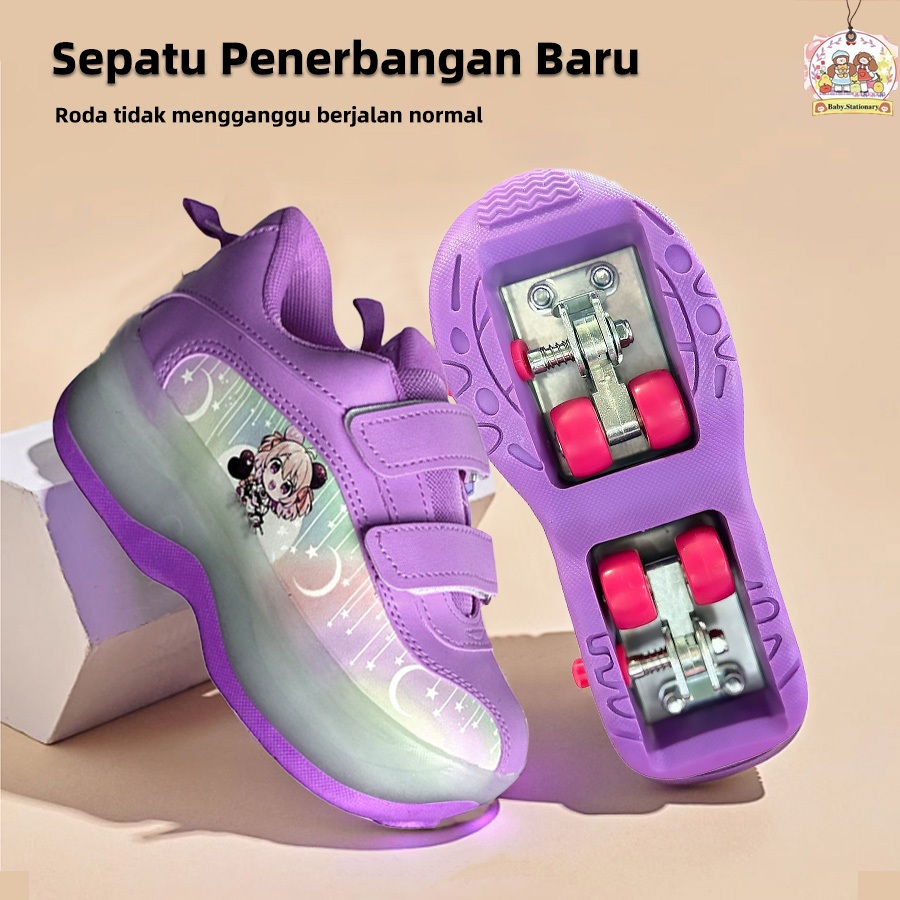Jual Sepatu Roda Anak Perempuan 4 Roda + Lampu LED Sepatu Sport ...