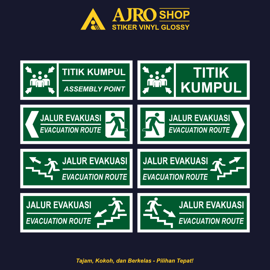 Jual Stiker K3 Titik Kumpul & Jalur Evakuasi - Ukuran 28,5x10 / 20x7 Cm ...