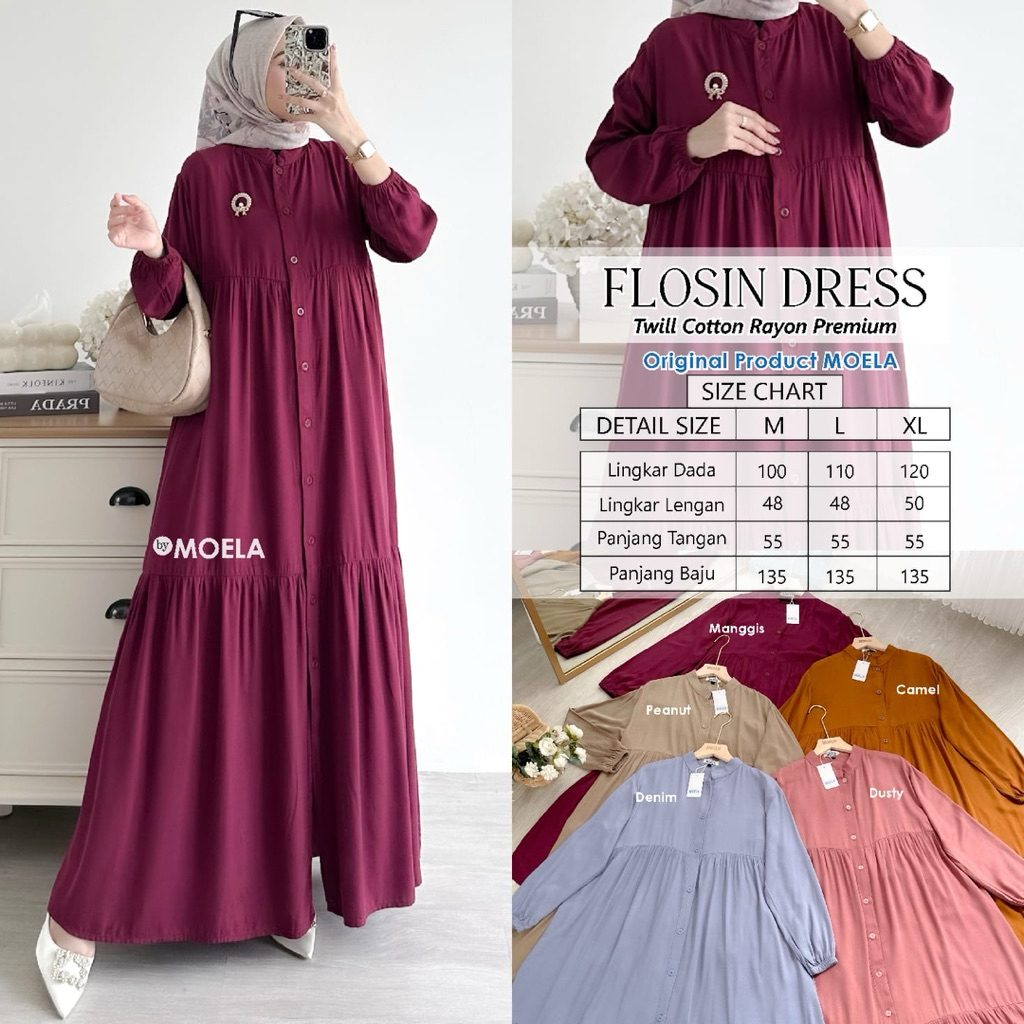 Jual Gamis Dress Bersize Busui Polos Original Moela "Part 2" [Moili ...