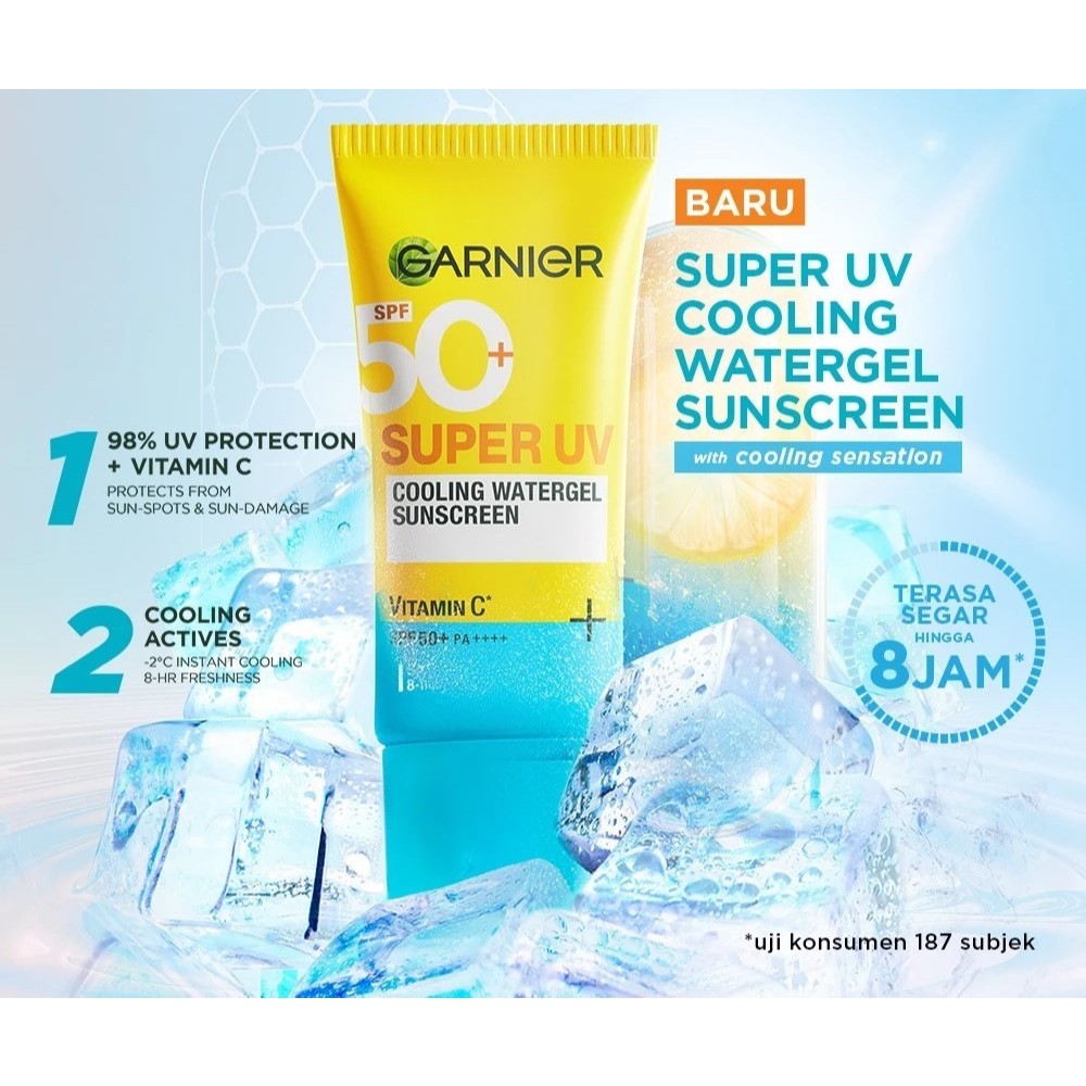 Jual Sunscreen GARNIER Super UV Cooling Watergel SPF 50+ PA++++ 30ml ...
