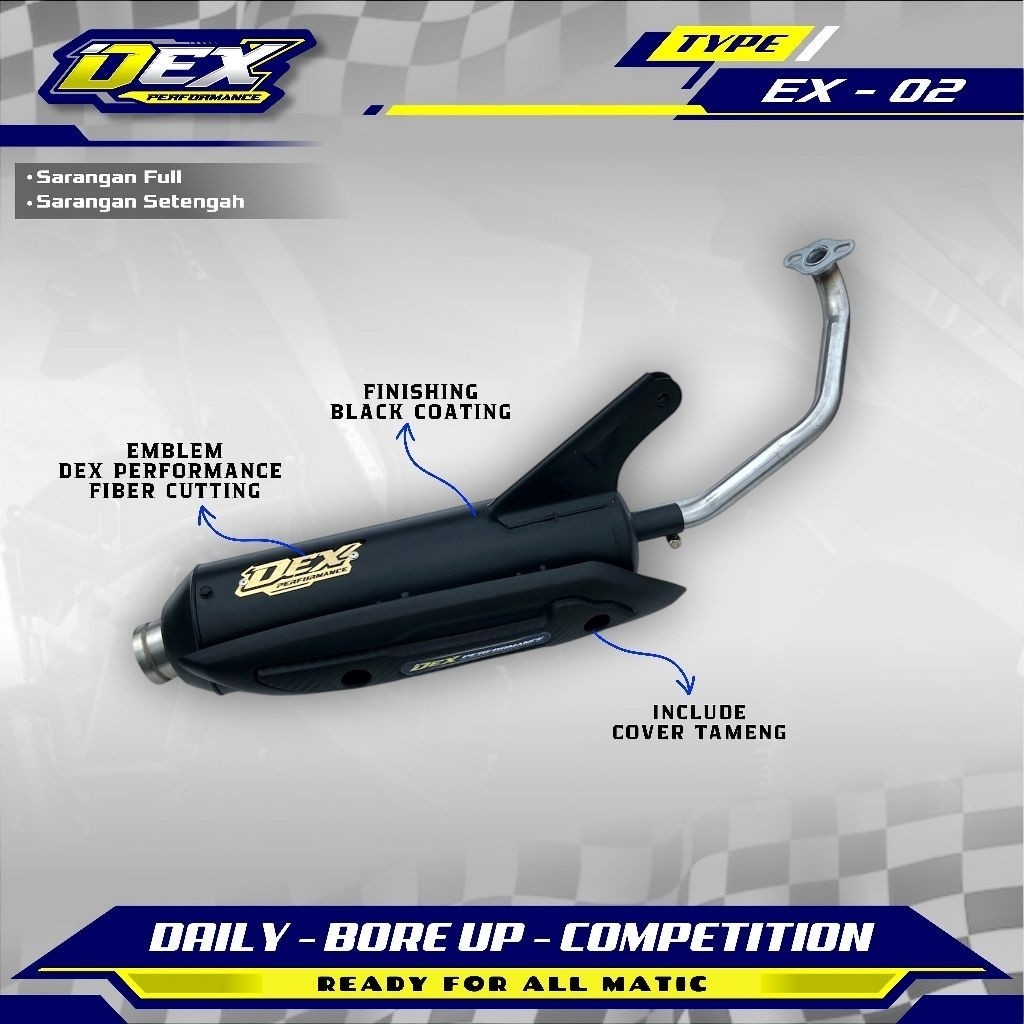 Jual DEX PERFORMANCE EX-02 Knalpot Standar Racing Motor Suara Bass Adem ...