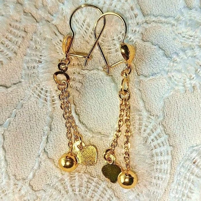 Jual Anting Rantai Bulat Hati Emas Muda 1 Gram | Shopee Indonesia