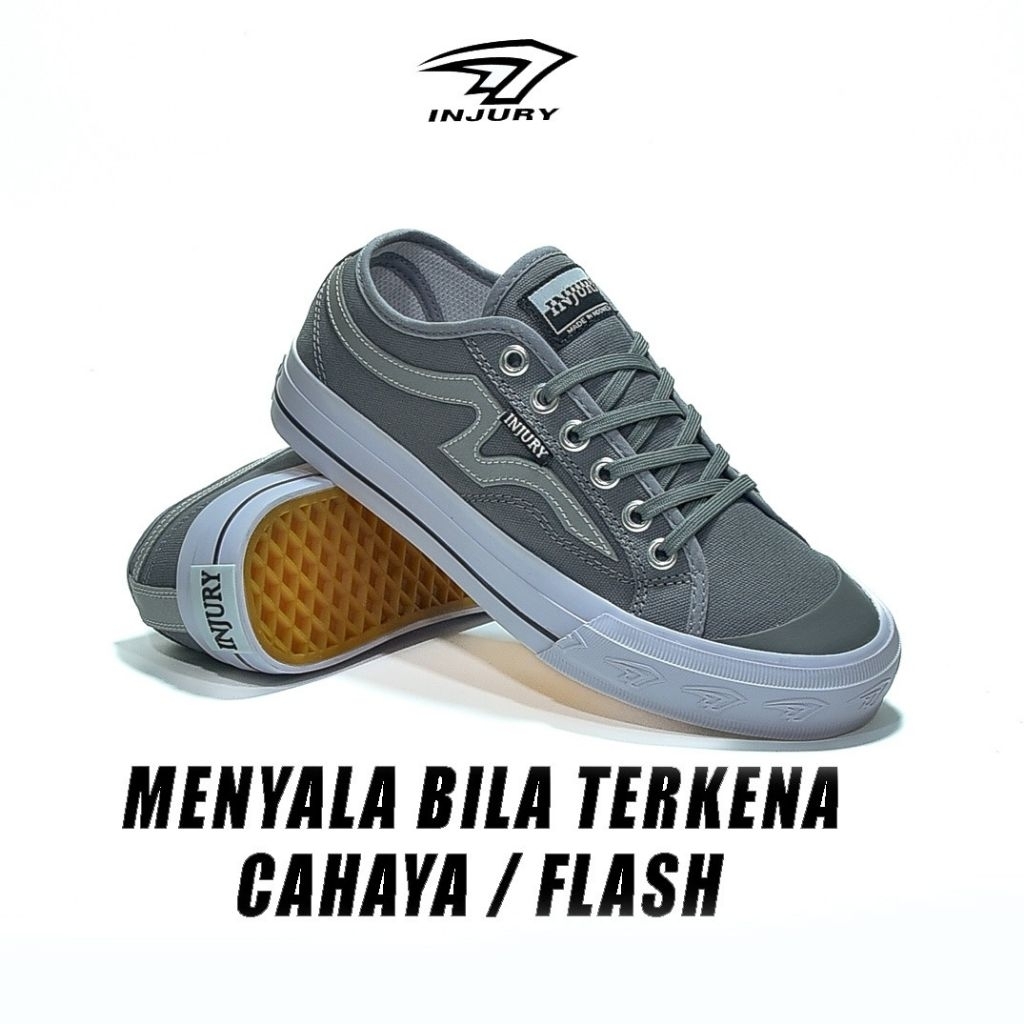 Jual Injury - Sepatu Kasual Unisex Abu Gray Sepatu Sneakers Pria Wanita ...