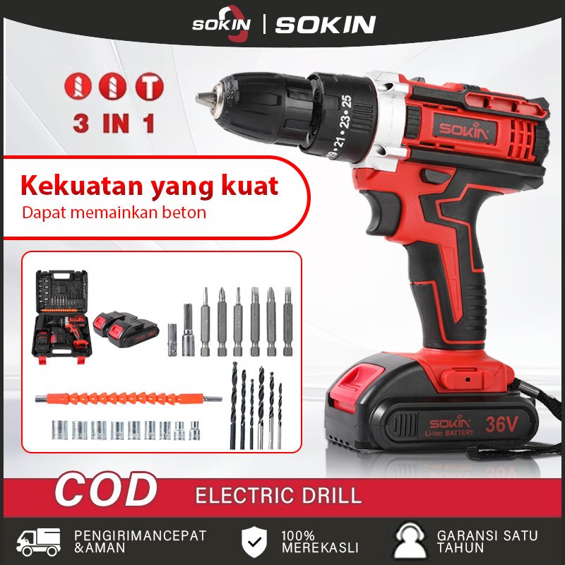 Jual SOKIN Tools Bor listrik 36/21VF bor baterai bor 36-2 bor dampak ...