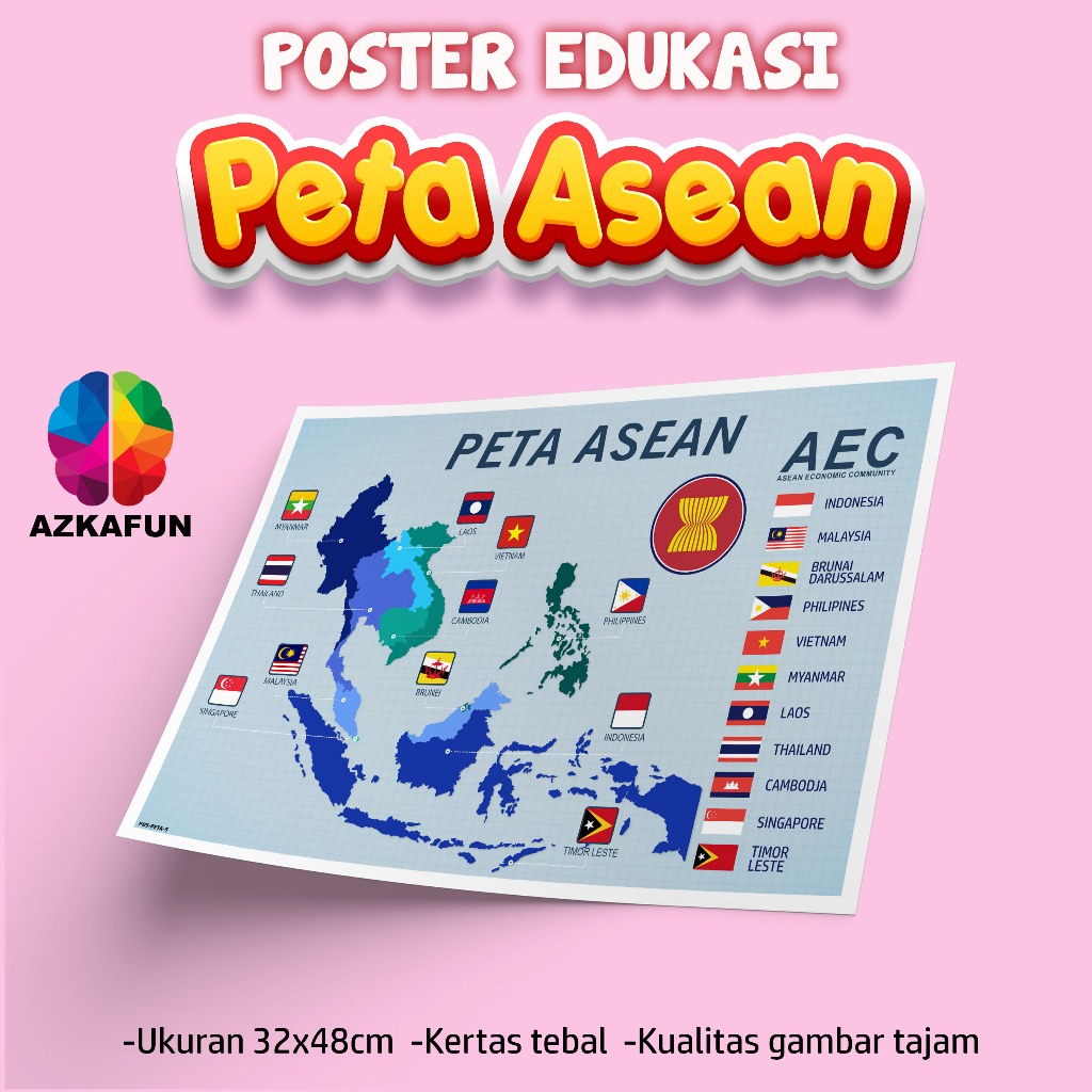 Jual Poster Edukasi NEGARA ASEAN - Poster edukasi anak | Shopee Indonesia