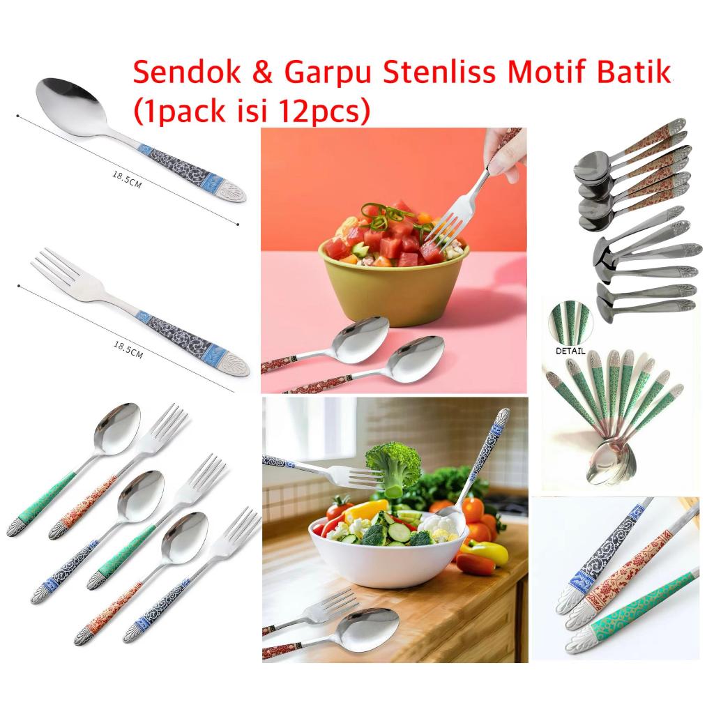 Jual Sendok Makan Motif Batik Stainless 1 Lusin Sendok Garpu Makan ...