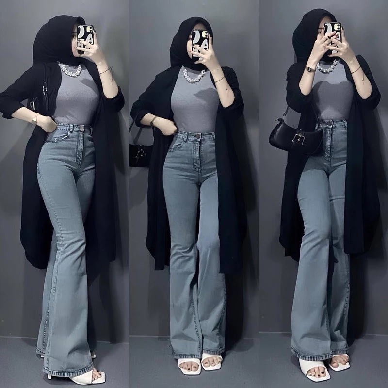 Jual OLISE - HW Cutbray Jeans Wanita - Celana Cutbray Strecht Kekinian ...