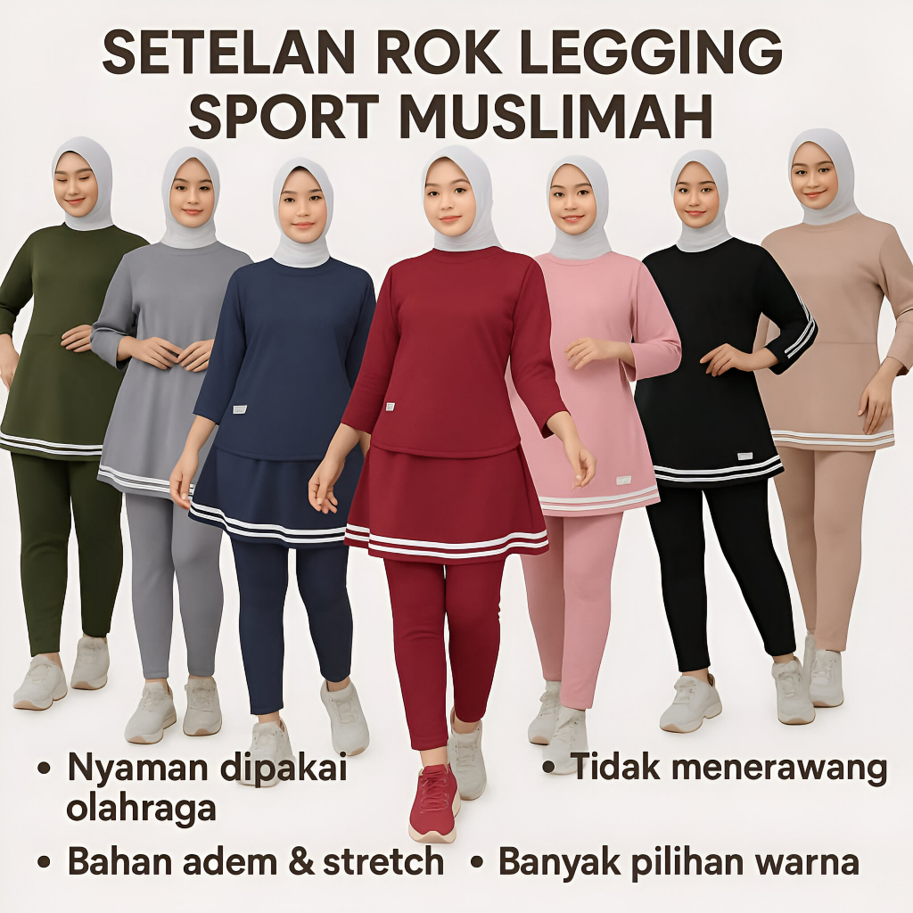 Jual Set Zumba Olahraga Wanita Setelan Legging Rok Senam / Muslimah ...