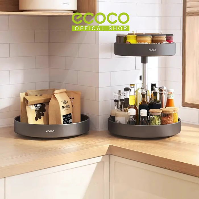 Jual ECOCO Rotating Storage Box Aluminium - Rak bumbu putar meja dapur ...