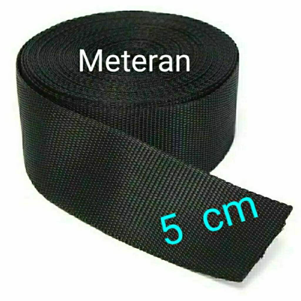 Jual tali webbing / bisban 5 cm hitam dan putih meteran | Shopee Indonesia