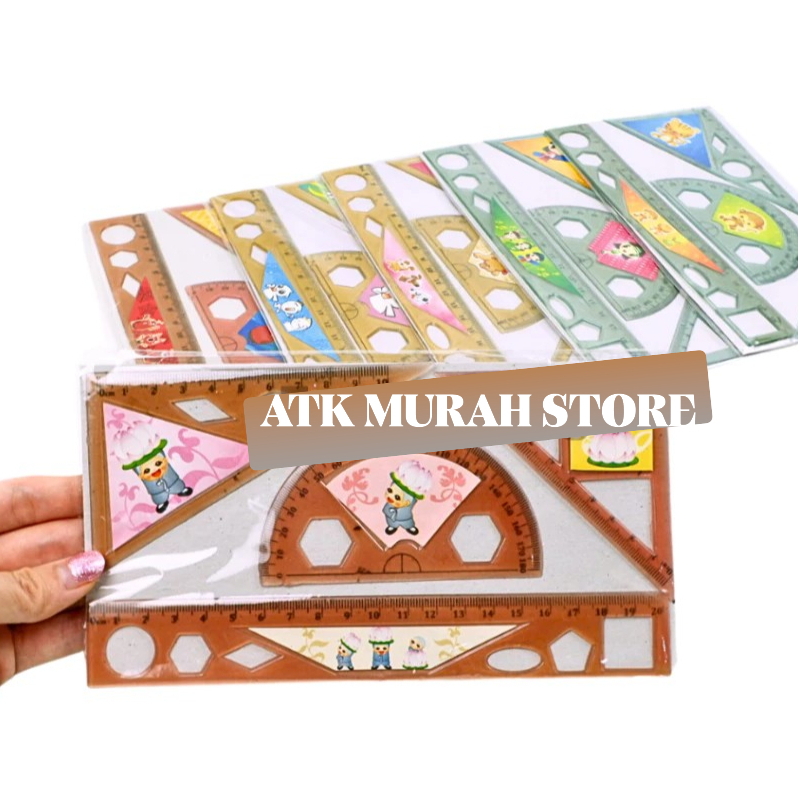 Jual [ATK-MURAH] MURAH JUAL Penggaris Set Plastik Isi 4 Pcs/Garisan ...