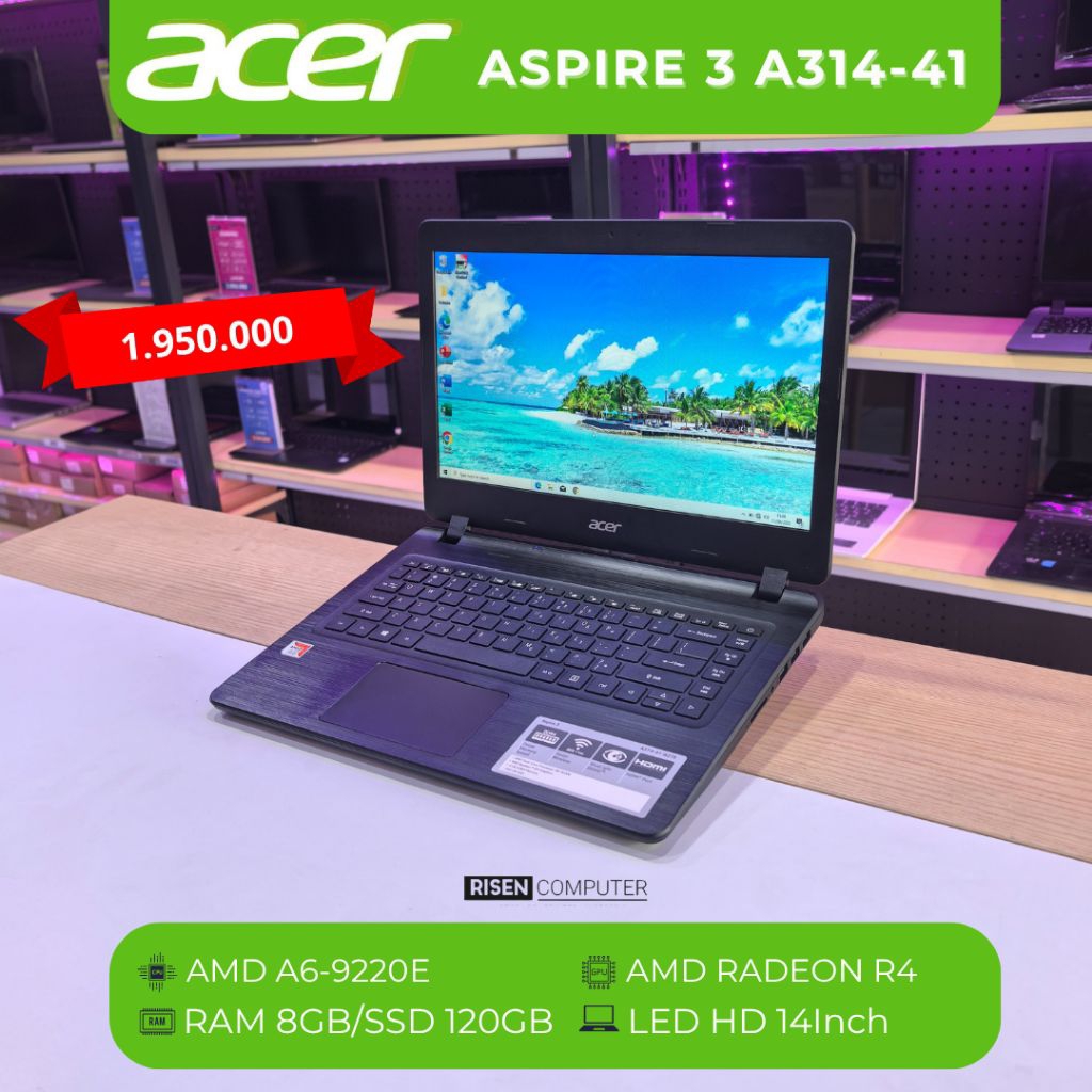 Jual Laptop Acer Aspire 3 A314-41 AMD A6-9220E RAM 8GB SSD 120GB HD ...