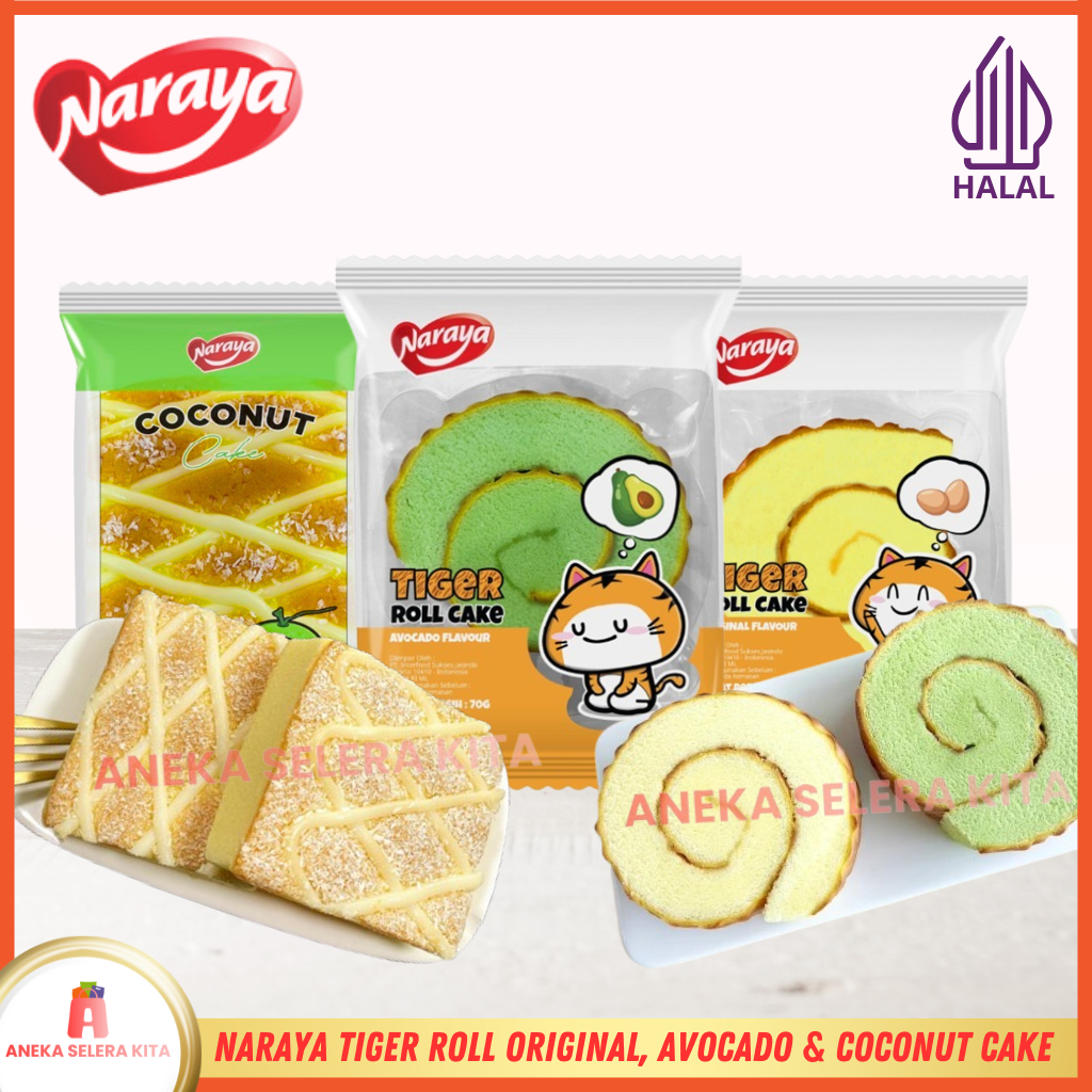 Jual Naraya Tiger Roll Original, Avocado & Coconut Cake Halal 70g-80g ...