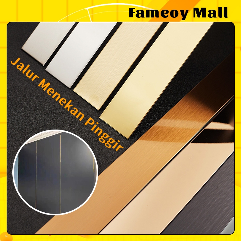 Jual List Plat Strip Gold Mirror Sticker / List Strip emas rata cermin ...