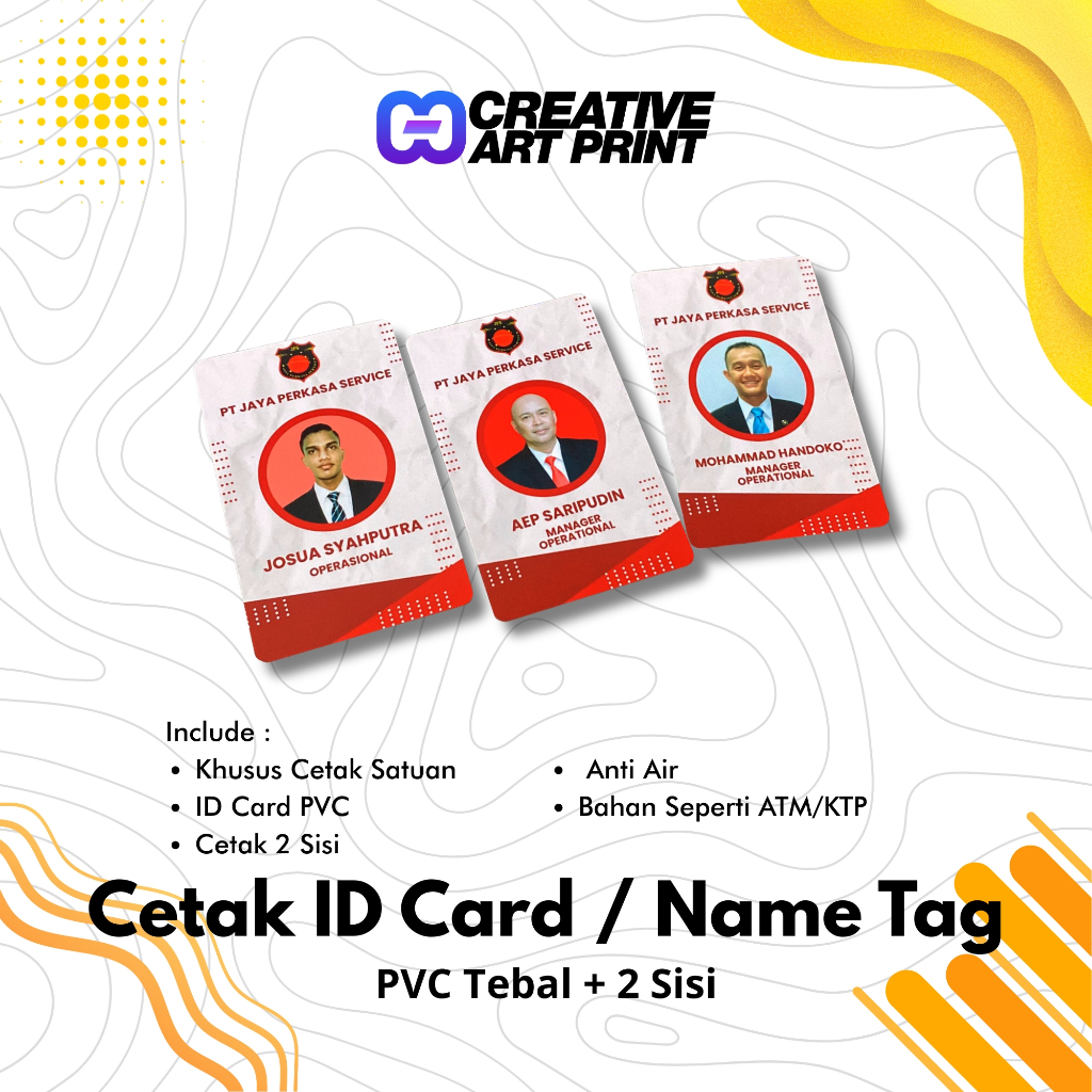 Jual SATUAN ID Card Name Tag | Custom 2 Sisi | PVC Tebal Seperti ATM ...