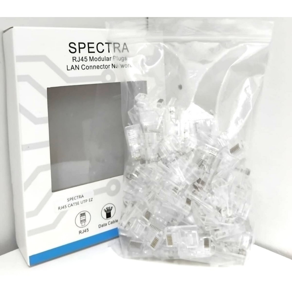 Jual Spectra Konektor RJ45 100 Buah Modular Plugs LAN Connector UTP FTP ...