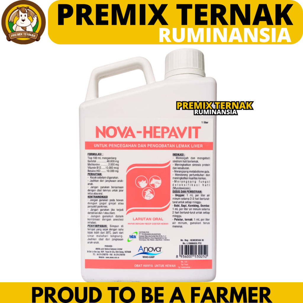 Jual NOVA HEPAVIT 1 LITER - Vitamin Ternak Hepatoprotector Perbaiki ...