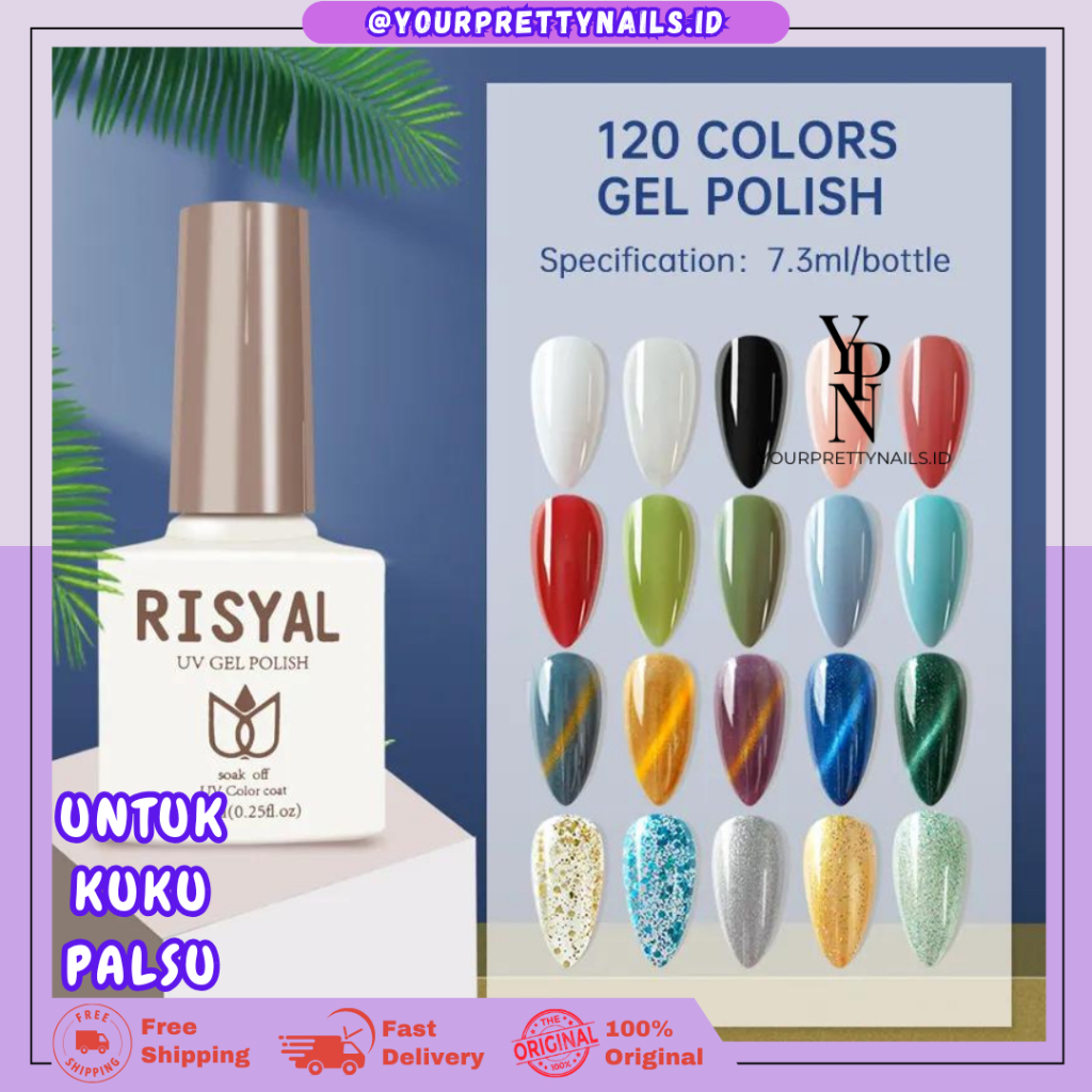 Jual (1-40) RISYAL 120 Colors Nail Gel Polish Kutek Halal Muslimah 7 ...