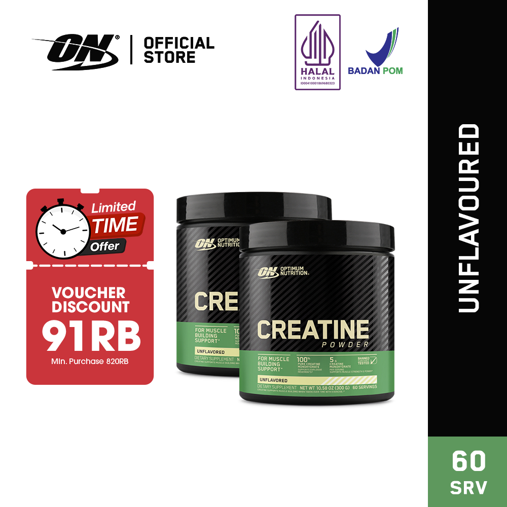 Jual Optimum Nutrition Creatine Powder 300 gr Twin pack + Gold Standard ...