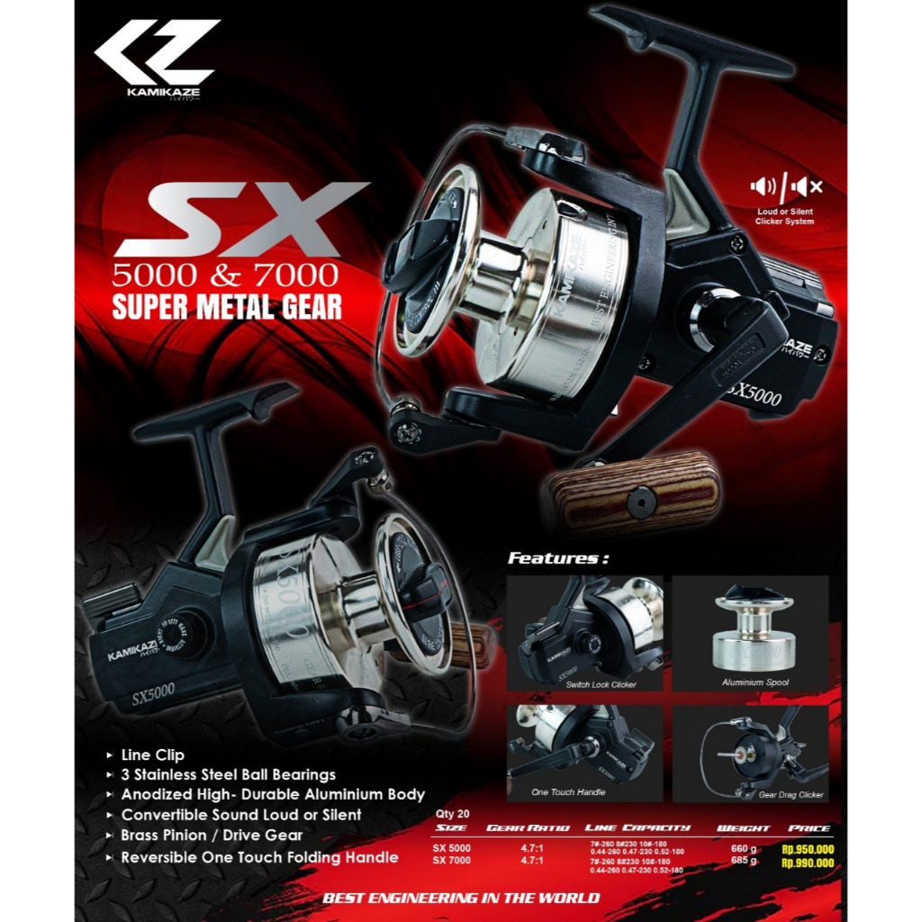 Jual Reel Kamikaze SX 5000/7000 Reel Surf Casting Pasiran | Shopee ...