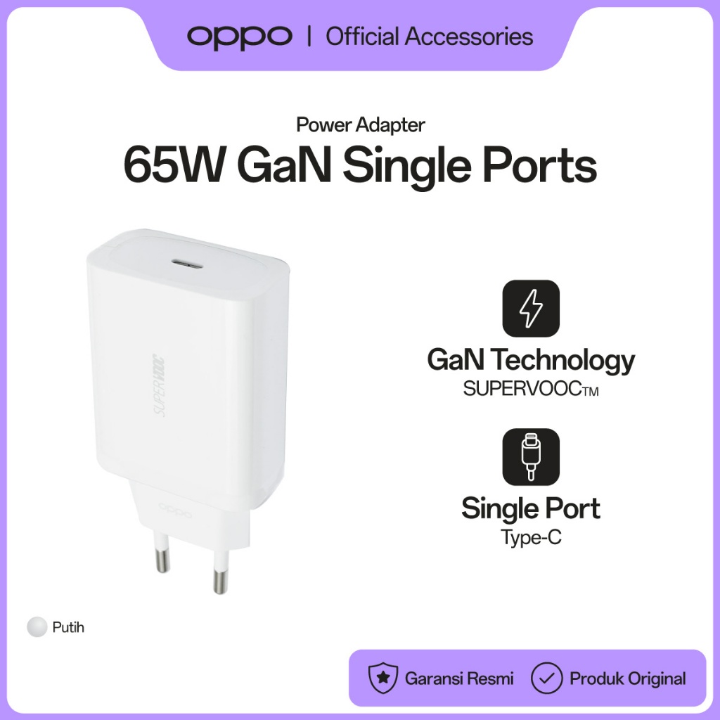 Jual OPPO Power Adapter 65W GaN SUPERVOOC - OPPO Official Accessories ...