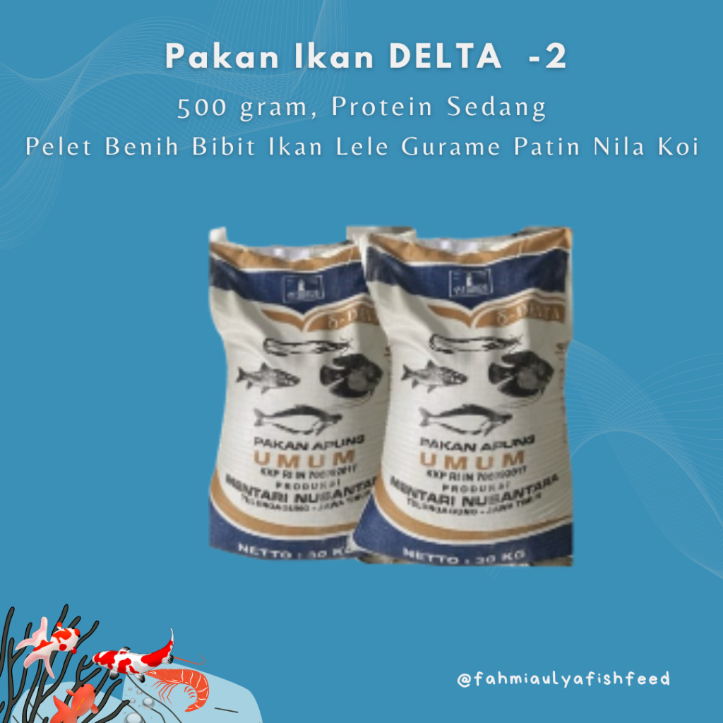 Jual Pakan Ikan Protein sedang DELTA -2 dan -3 (1 kg - 250 gr) Pelet ...
