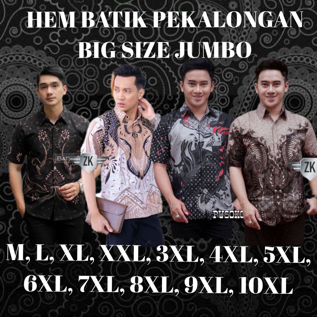 Jual KEMEJA BATIK LENGAN PENDEK MURAH BIG SIZE JUMBO M, L, XL, XXL, 3XL, 4XL, 5XL, 6XL, 7XL, 8XL ...