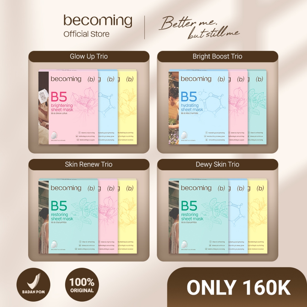 Jual [3 BOX LEBIH MURAH] becoming B5 Sheet Mask 25ml | Bundle Isi 3 Box ...