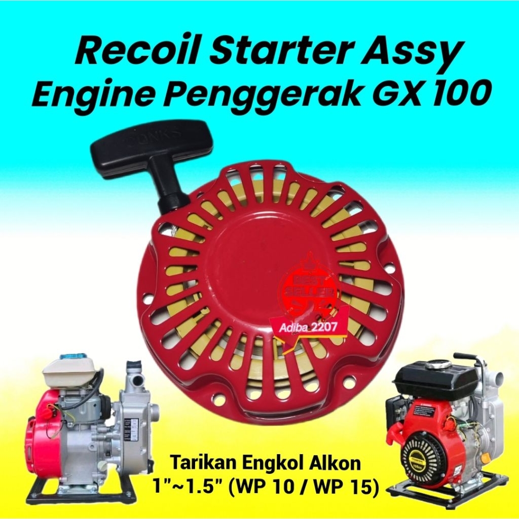 Jual Recoil starter assy GX100 WP10 WP15 / tutup kap engkol selahan tarikan stater mesin 152F ...