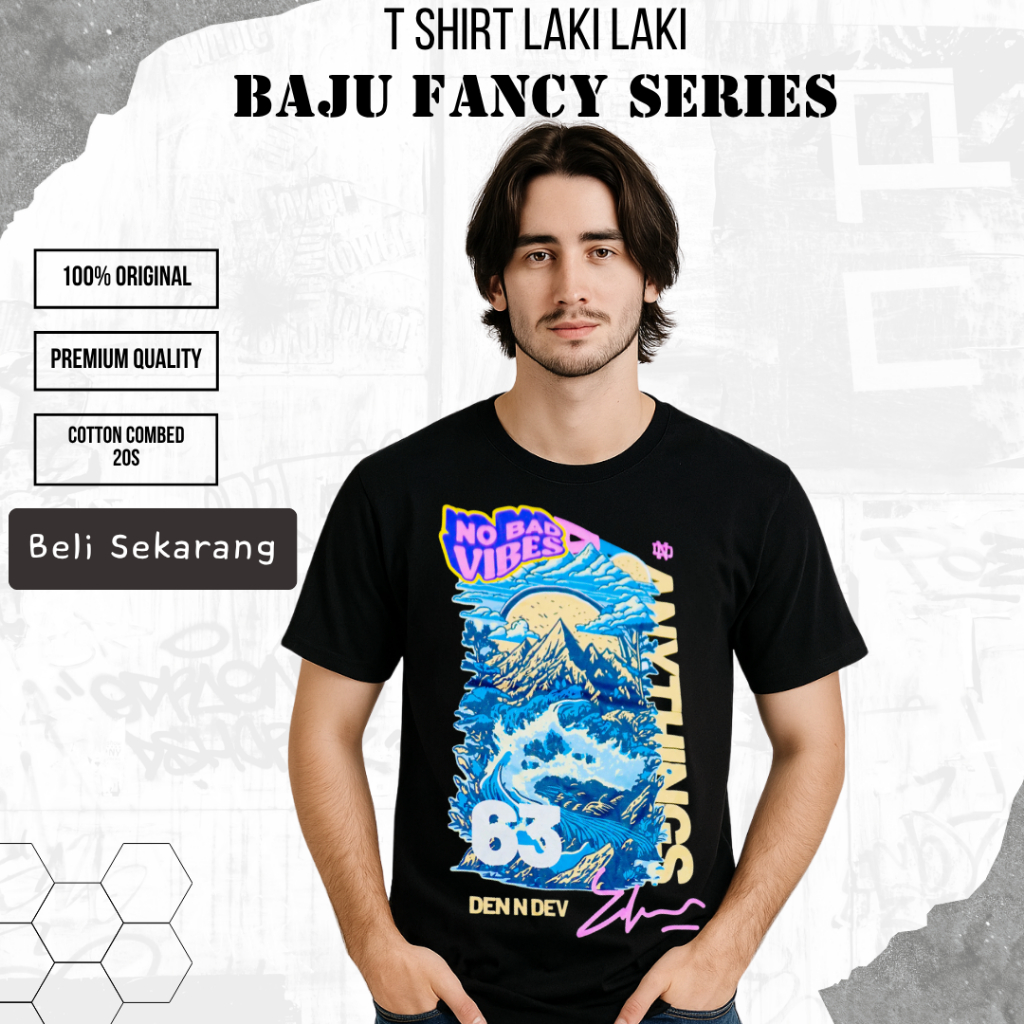 Jual DEN N DEV - T Shirt Fancy NO BAD VIBES/Baju Atasan Pria/T-Shirt Pria Original/T-shirt pria ...