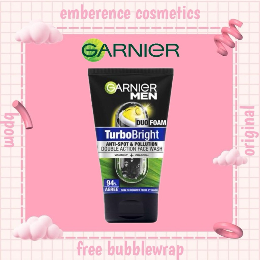 Jual Garnier Men Turbo Bright Anti-Pollution&Spots Duo Foam 100ml+50ml Facial Wash ||Facial wash ...