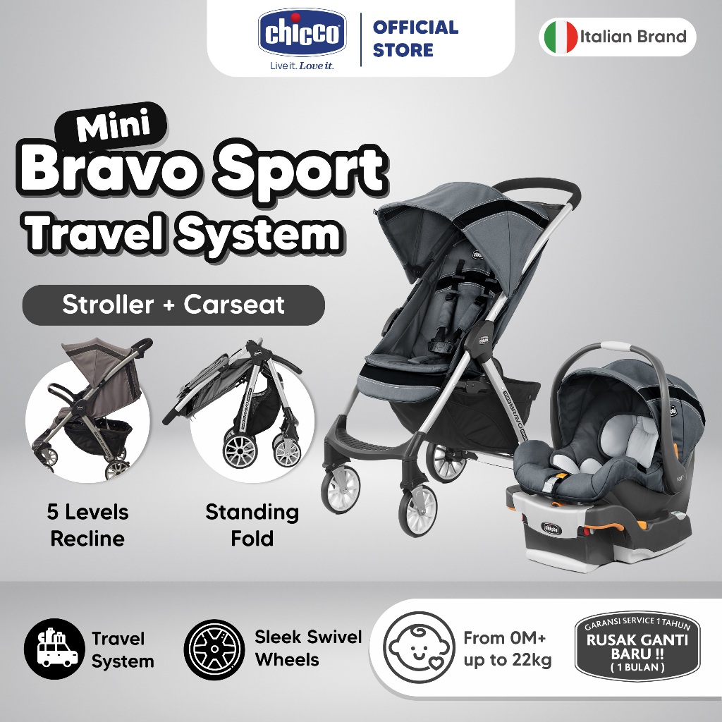 Jual CHICCO Mini Bravo Sport Travel System Stroller & Car Seat kereta ...