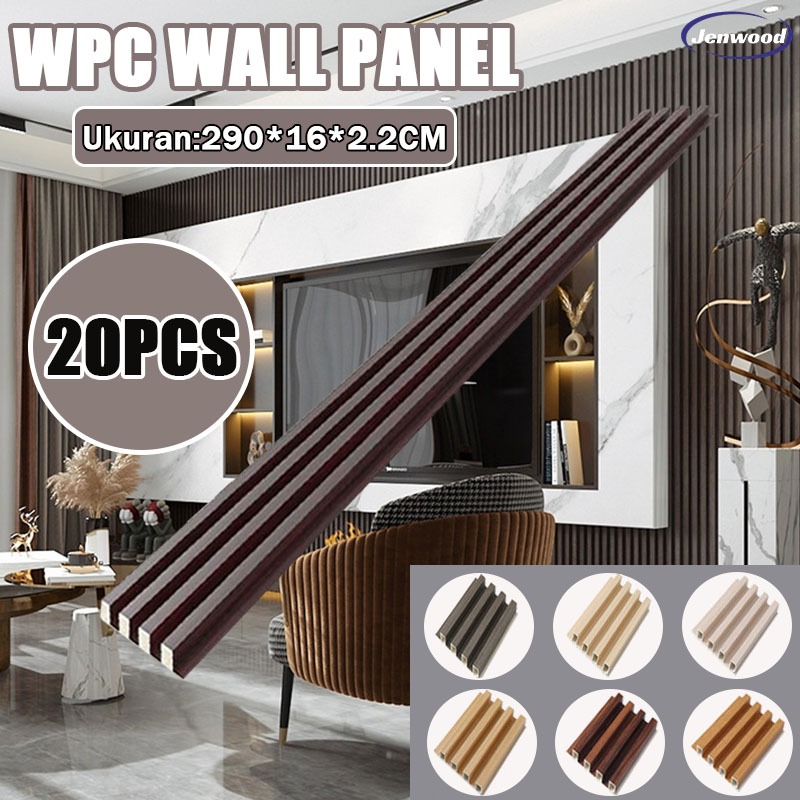 Jual 20PCS [2.9 meter*16 cm*2.2cm] Wood WPC Wall panel Dekorasi Dinding Anti Rayap Dan Anti Air ...