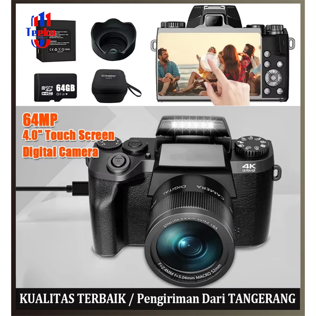 Jual TEEKA 64MP WiFi Kamera Digital Layar Sentuh 4 inci 4K Video 16X ...