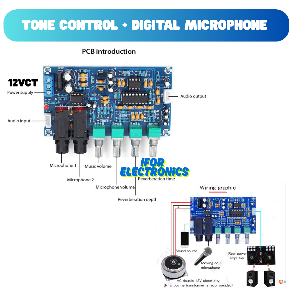 Jual MODUL MICROPHONE XH-M173 PT2399 2 CHANNEL KARAOKE ECHO ...