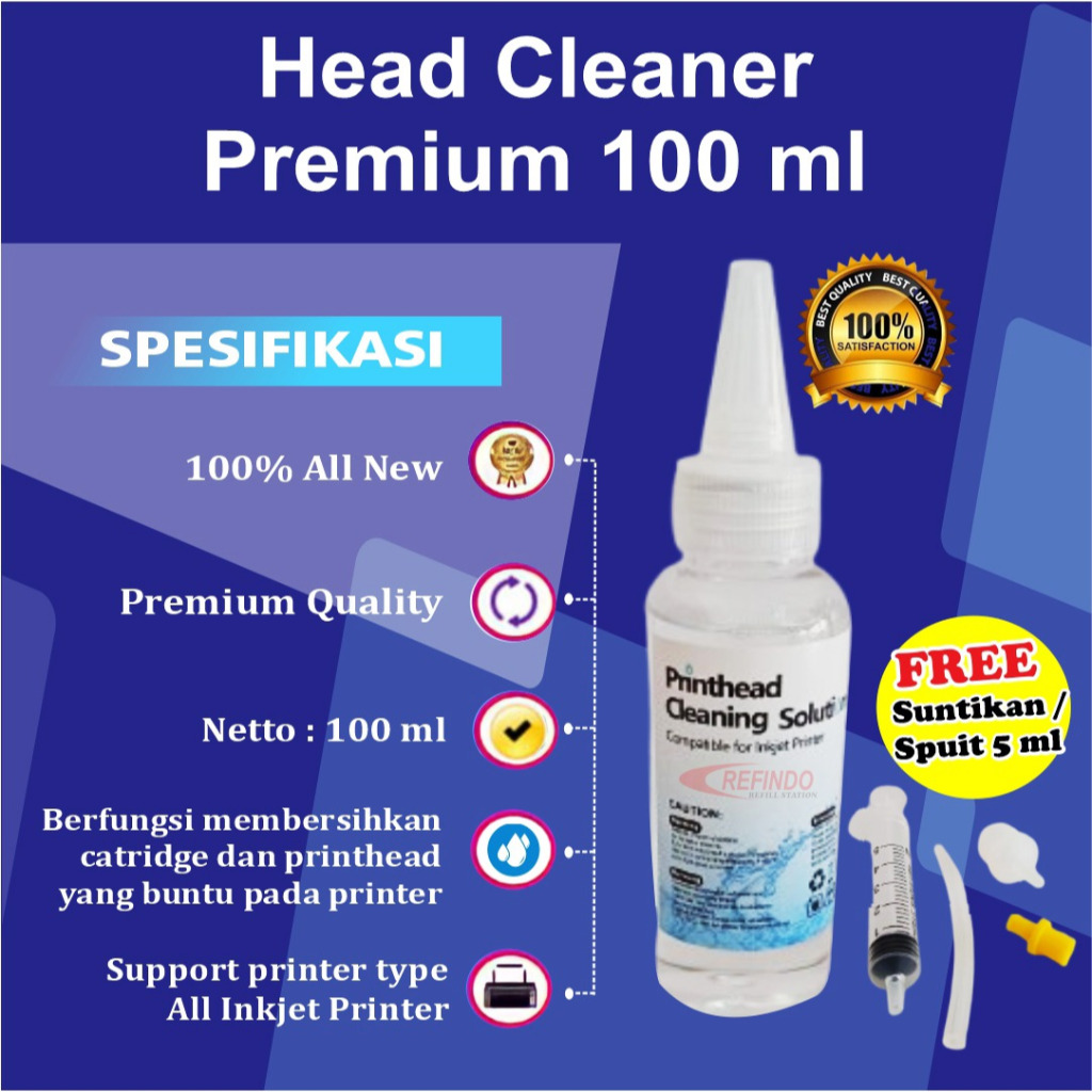 Jual Head Cleaner Premium 100ML Pembersih Head Printer Epson Canon HP ...