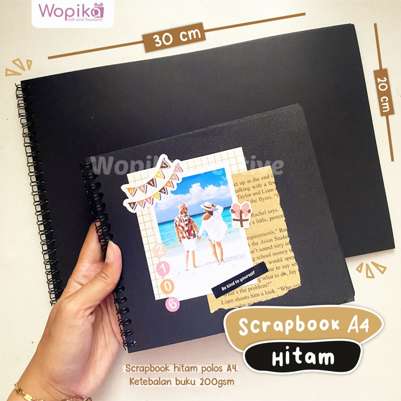 Jual SCRAPBOOK HITAM A4 (20x30cm) PREMIUM | untuk dekorasi, journaling ...