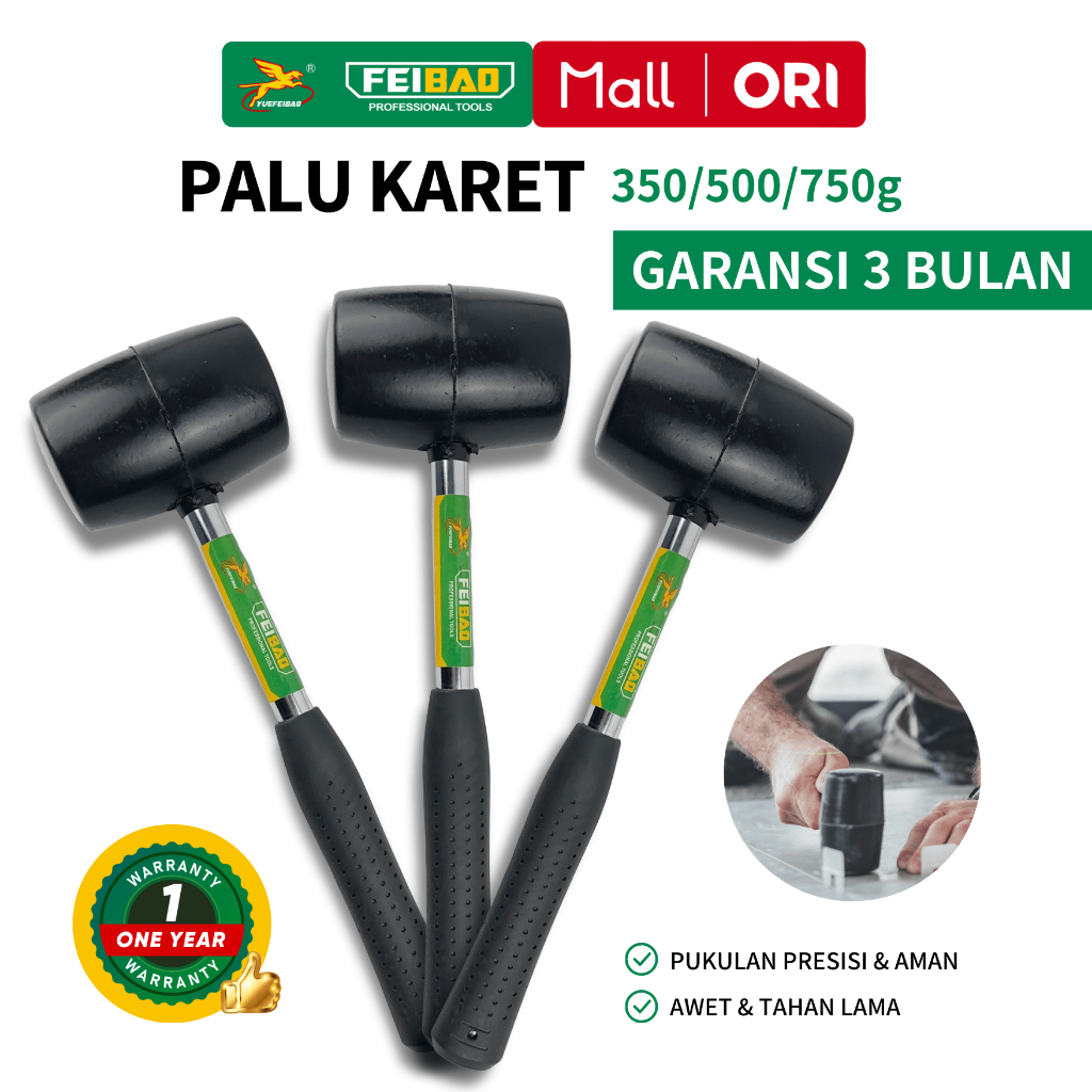 Jual Feibao Palu Karet 350g–750g Variasi F19-1101/1102/1103 | Palu ...