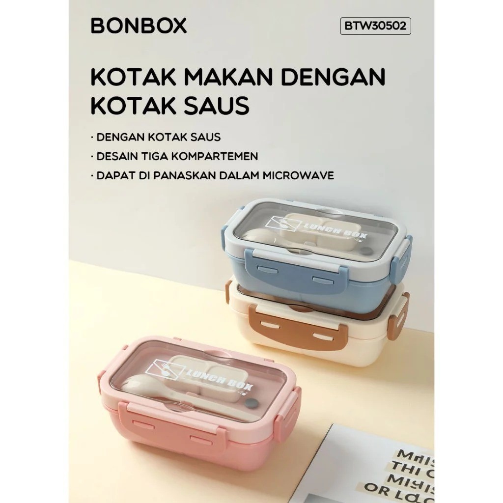 Jual LUNCH BOX SET BOXBOX / KOTAK MAKAN PLASTIK / KOTAK BEKAL MICROWAVEABLE | Shopee Indonesia